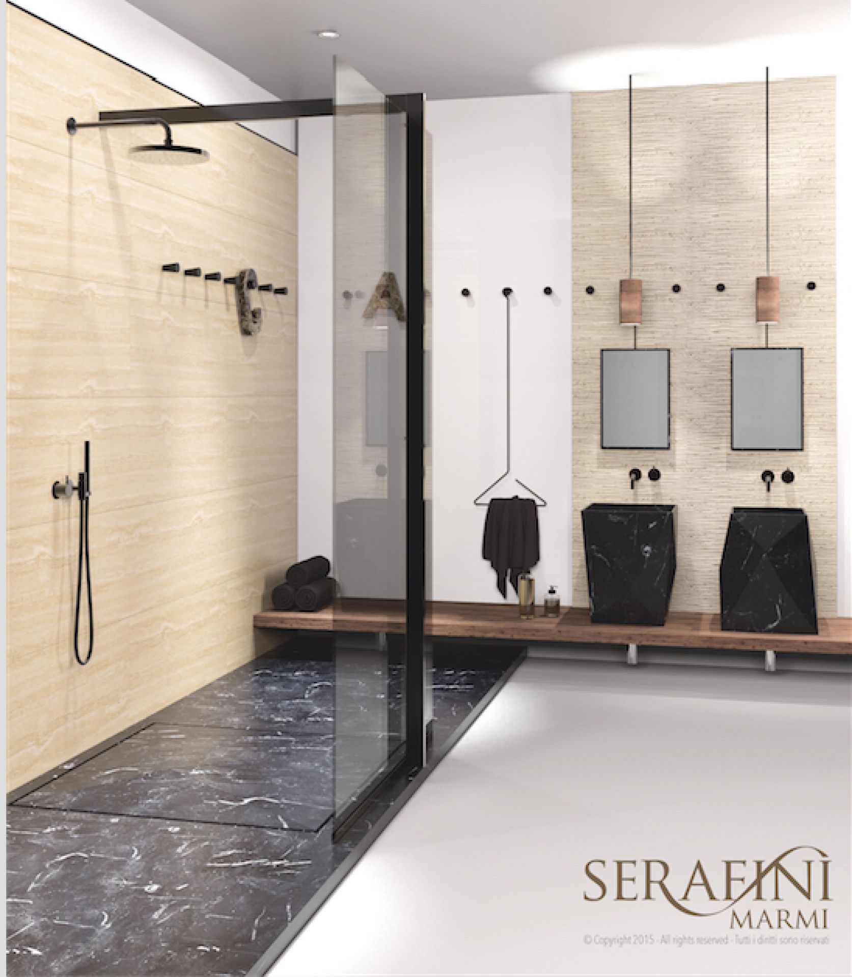 Design Natursteinbad - Farbe: Schwarz | Material: Onyx